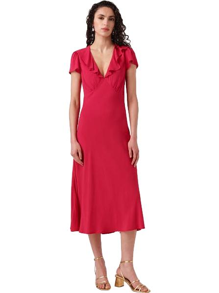 GHOST LONDON Ghost London Kimmy Frill Neck Crepe Midi Dress